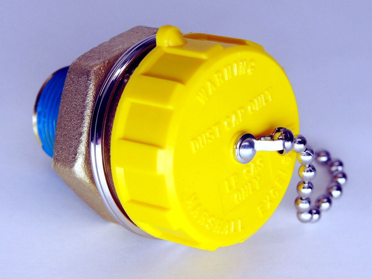 PROPANE TANK 1-3/4" ACME FILL VALVE CAP WITH TETHER CHAIN FORKLIFT MOT ...