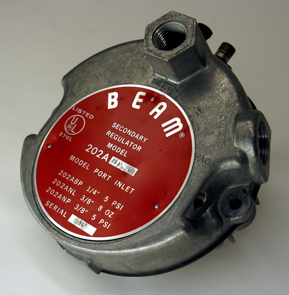 BEAM GARRETSON SECONDARY REGULATOR MODEL T202ANL T 202A ANL NATURAL GA ...